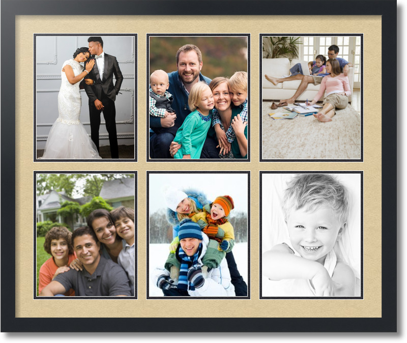 ArtToFrames Collage Mat Picture Photo Frame 6 8x10 Openings In Black 